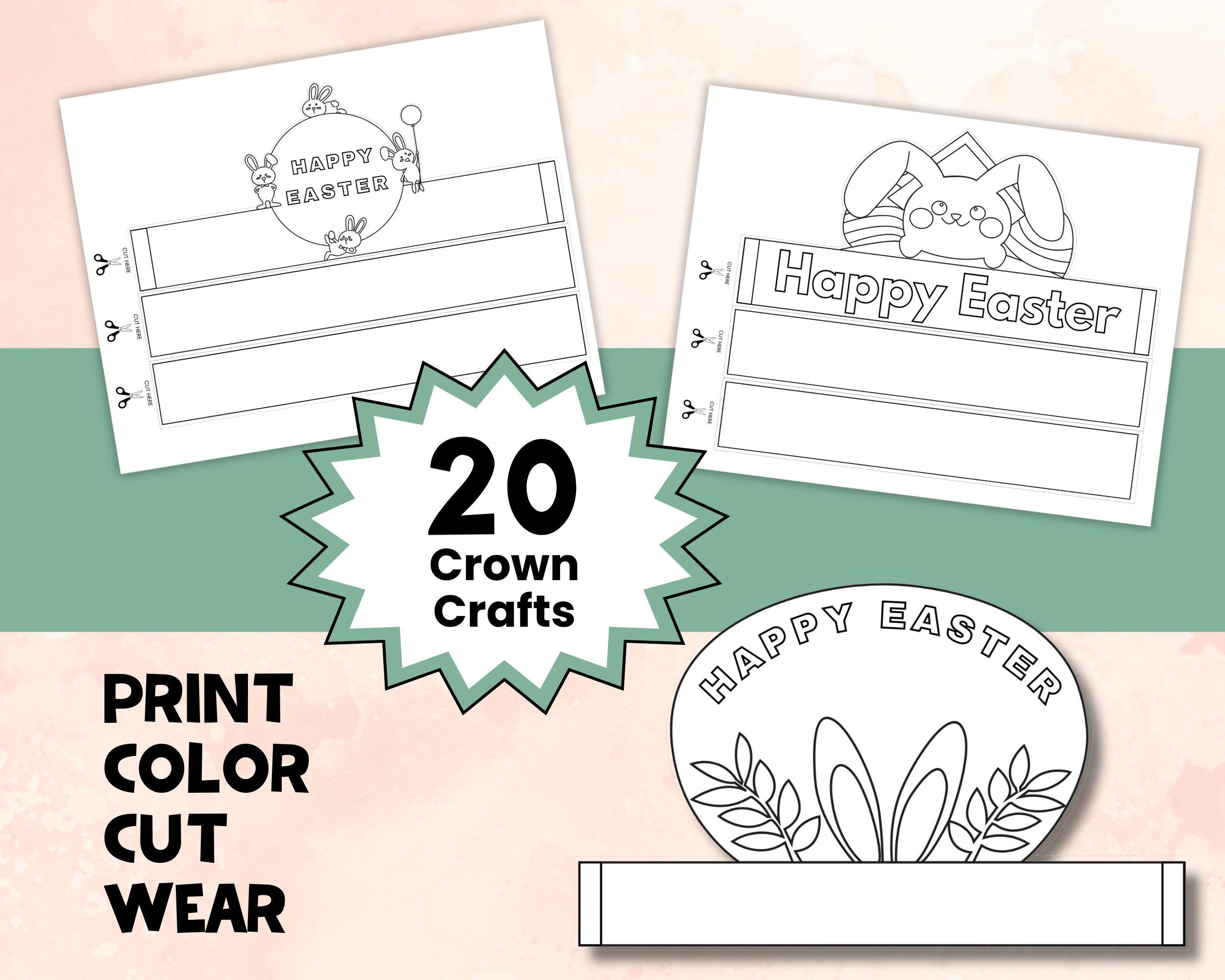 Easter Printable Paper Crown Hat Template, DIY Kids Craft Project for ...