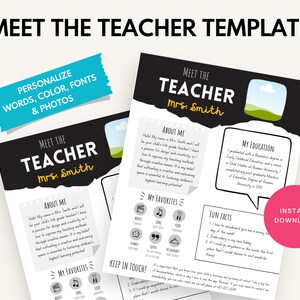 Editable Meet the Teacher Template, Canva Template, All About Me ...