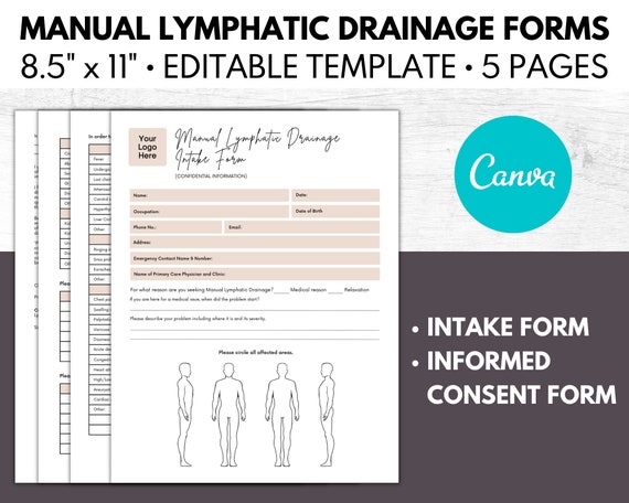 Editable MLD Manual Lymphatic Drainage Intake Form Informed - Etsy
