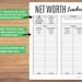 Net Worth Tracker Template, Net Worth Annual Worksheet, Net Worth Track ...