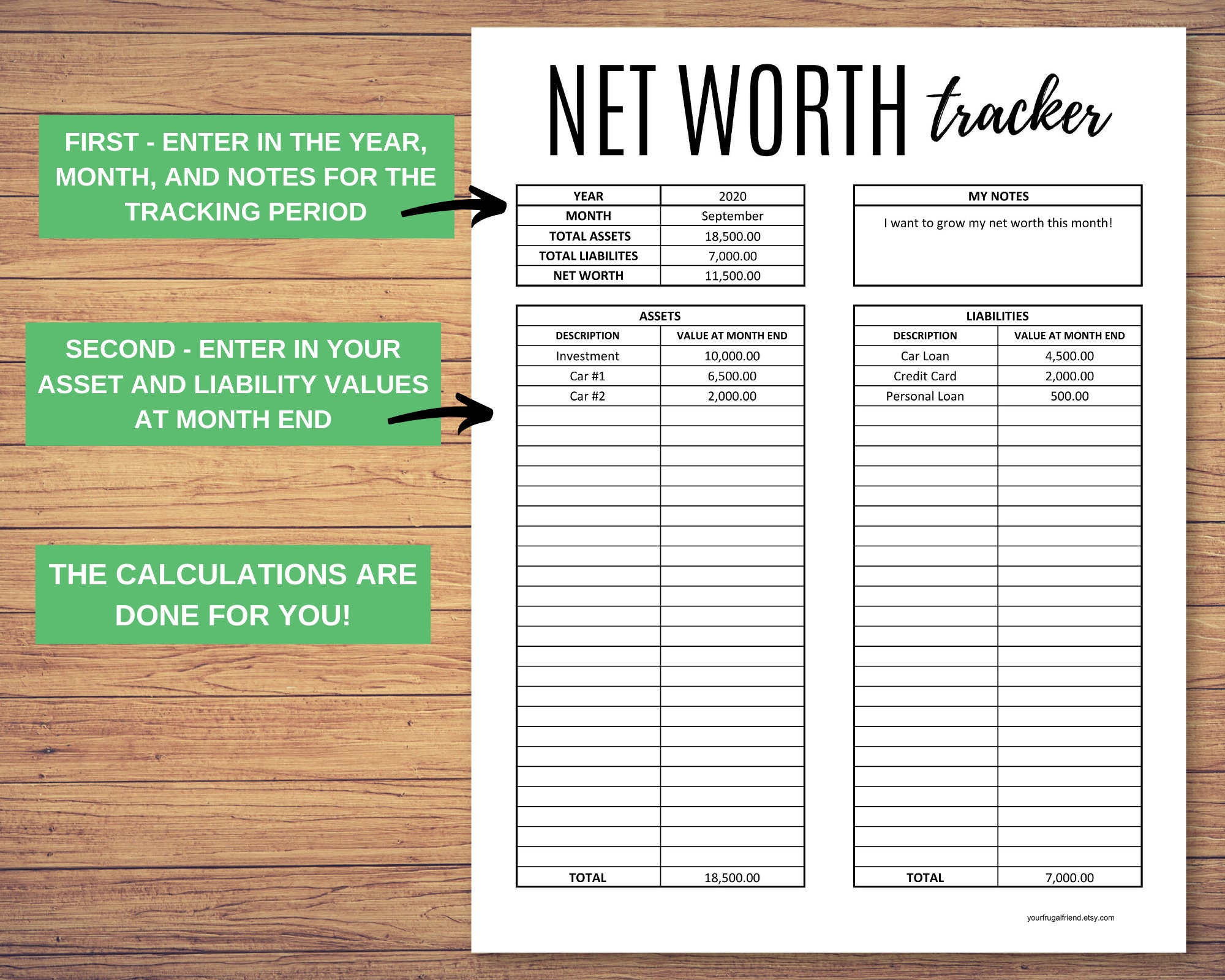Net Worth Tracker Template Net Worth Annual Worksheet Net - Etsy