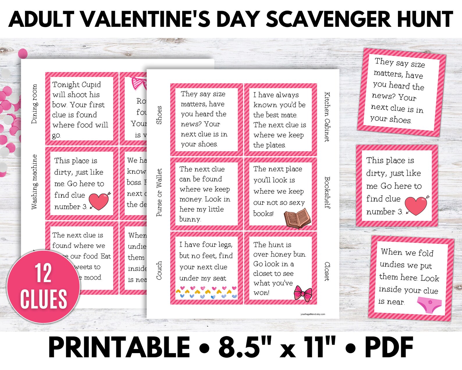 Valentine's Day Scavenger Hunt, Adult Scavenger Hunt Cards, Adult ...