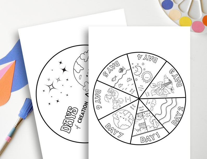 Days of Creation Coloring Wheel, Sunday School Activity, Digital ...