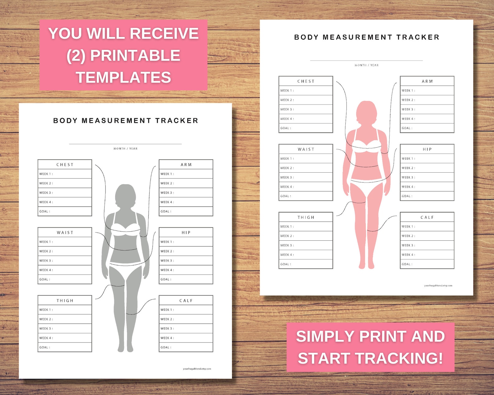 Body Measurement Tracker, Fitness Journal, Workout Log, Weight Loss ...