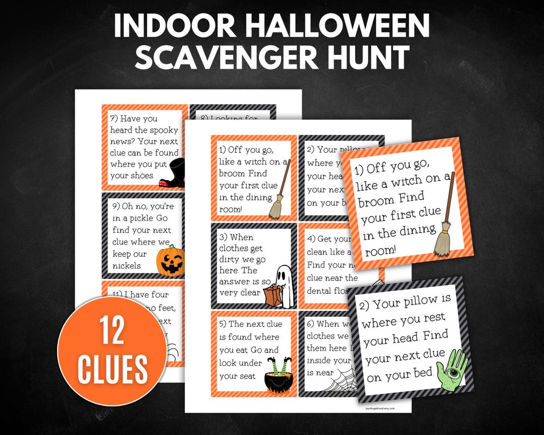 Indoor Halloween Scavenger Hunt, Halloween Game for Kids, Scavenger ...