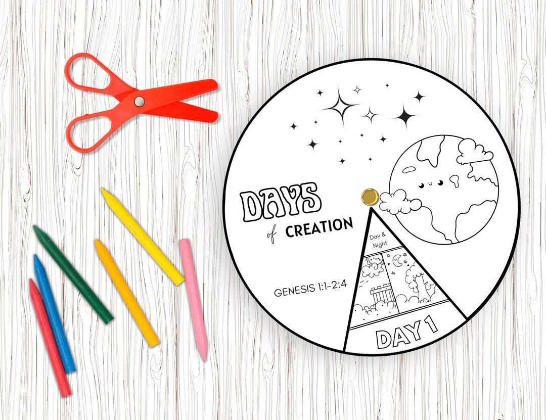 Days of Creation Coloring Wheel, Sunday School Activity, Digital ...