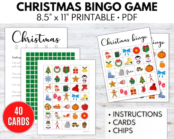 Christmas Printable Bingo Cards Includes Calling Card and - Etsy