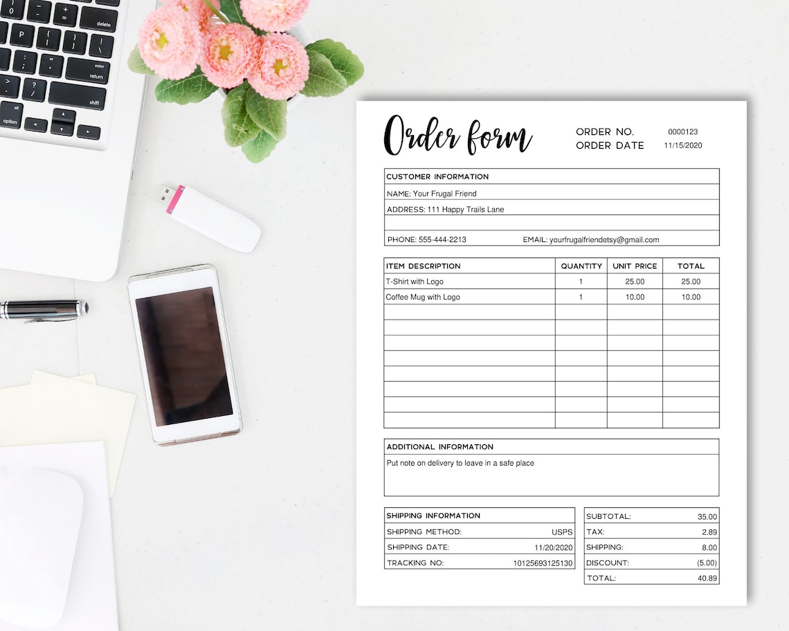 Order Form Template Editable Order Form Printable Editable - Etsy