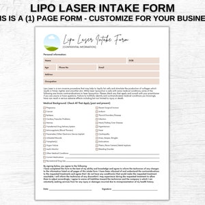 Editable Lipo Laser Form, Body Sculpting Form, Consent Form, Informed ...