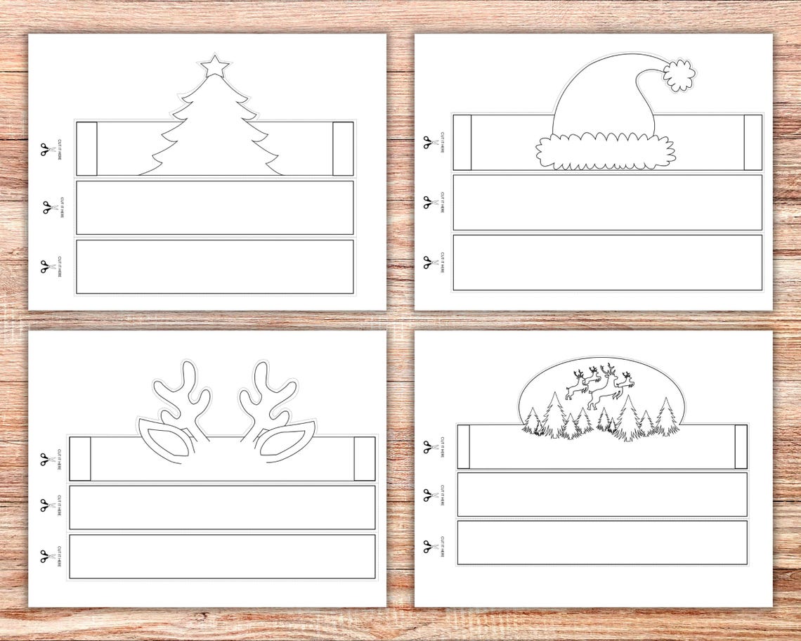 24 Christmas Printable Paper Crown Hat Template, DIY Kids Craft Project ...