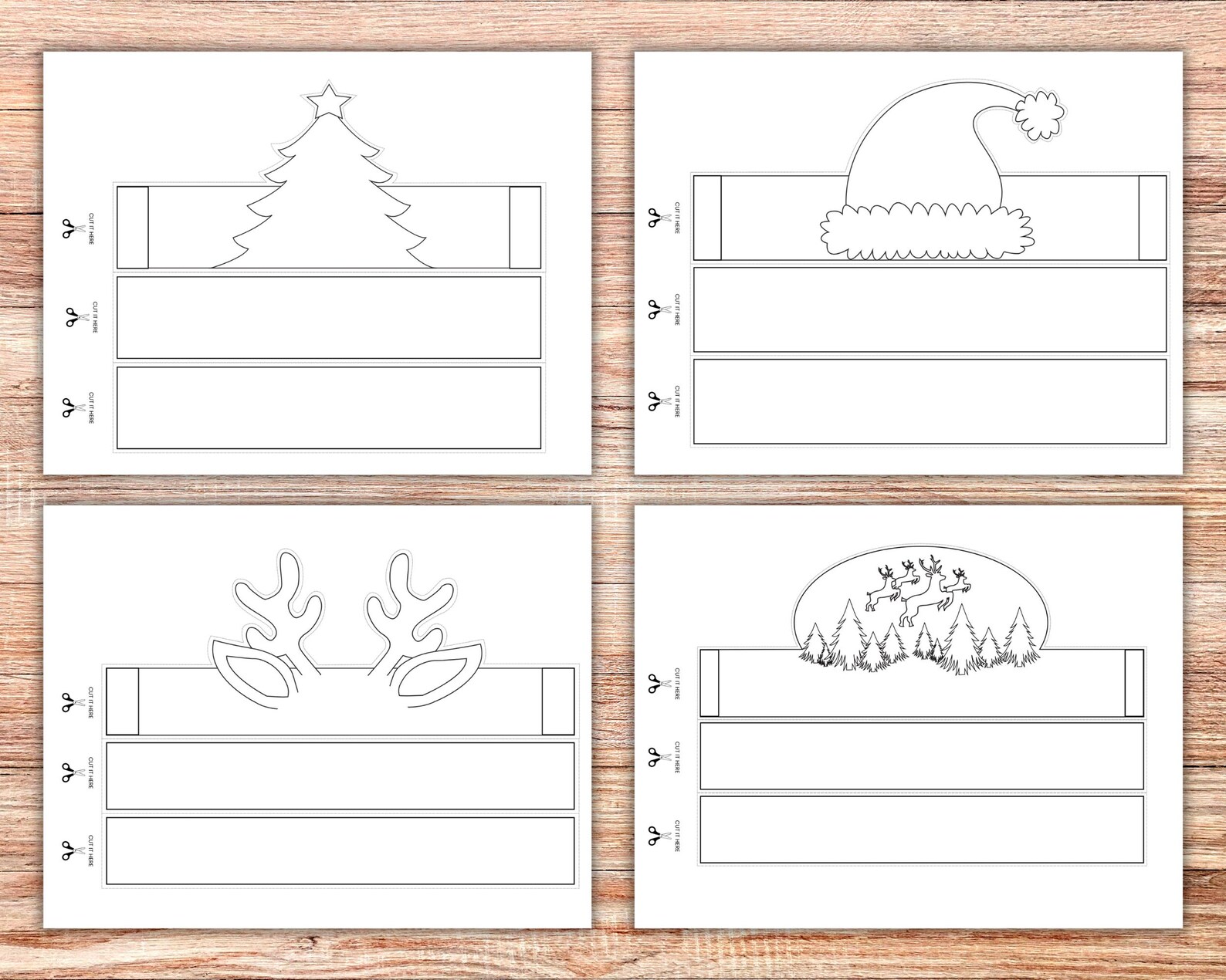 24 Christmas Printable Paper Crown Hat Template, DIY Kids Craft Project ...