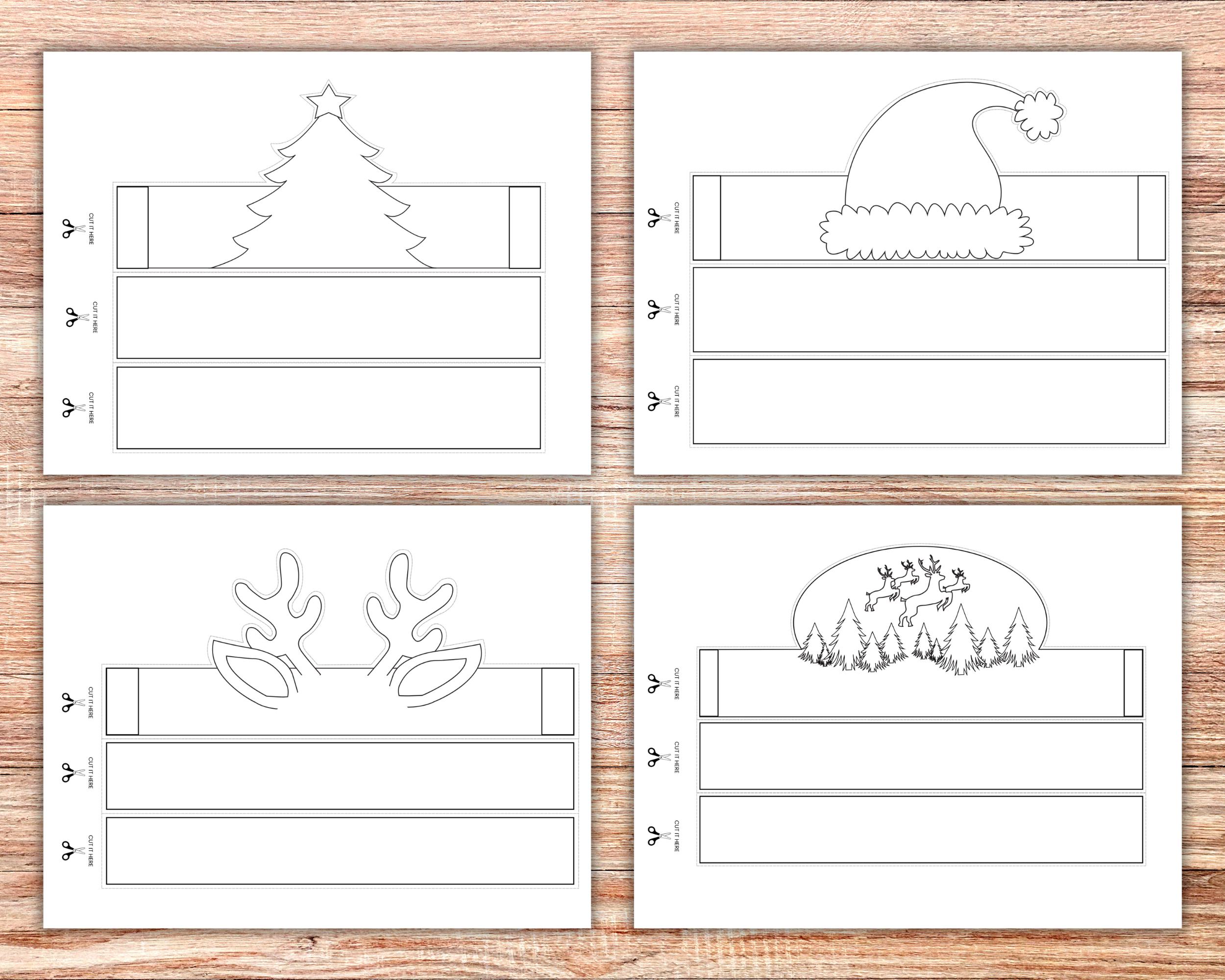 24 Christmas Printable Paper Crown Hat Template, DIY Kids Craft Project ...