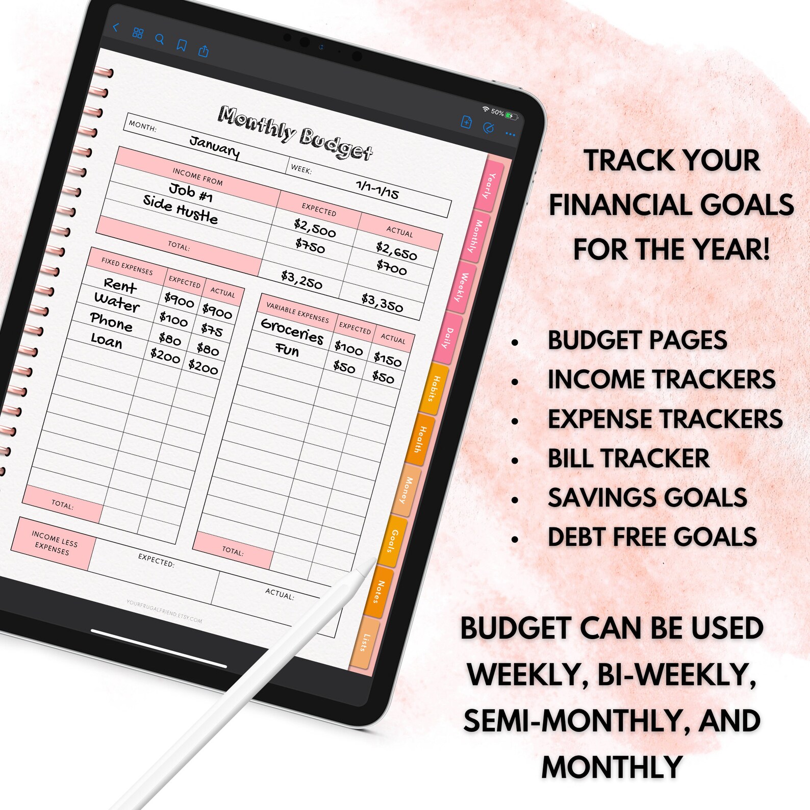 Digital Planner Undated Tie Dye Planner Goodnotes Portrait | Etsy