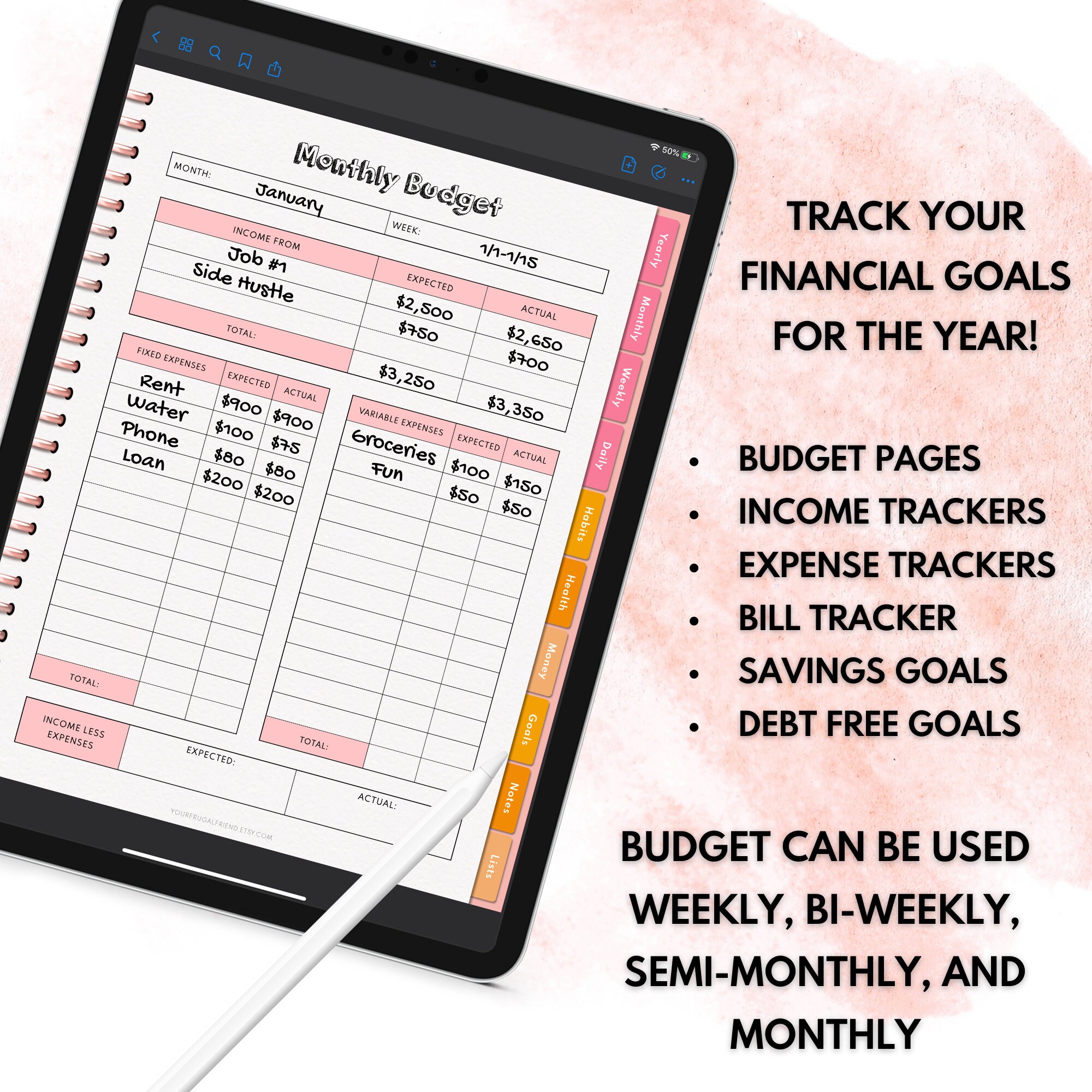 Digital Planner Undated Tie Dye Planner Goodnotes Portrait | Etsy