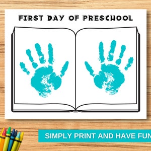 First Day of Preschool Handprint Art, First Day of Daycare, Hand Print ...