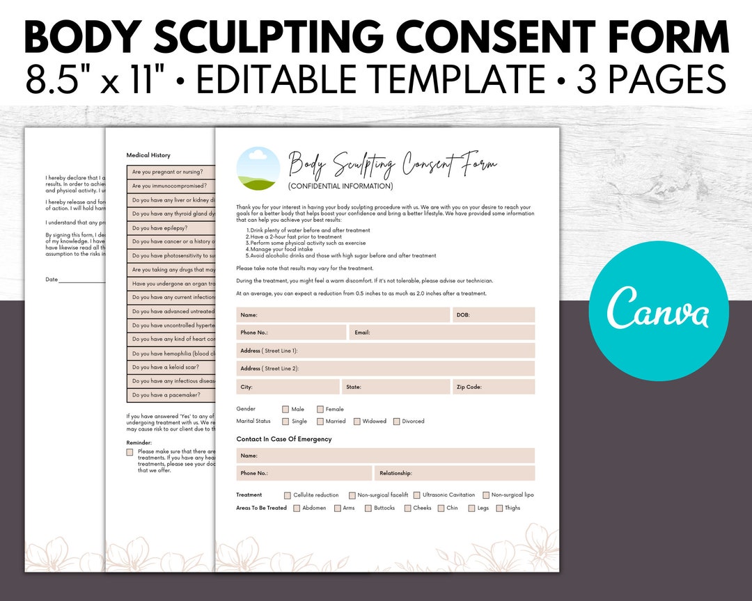 Editable Body Sculpting Consent Form, Body Sculpting Forms, Client ...