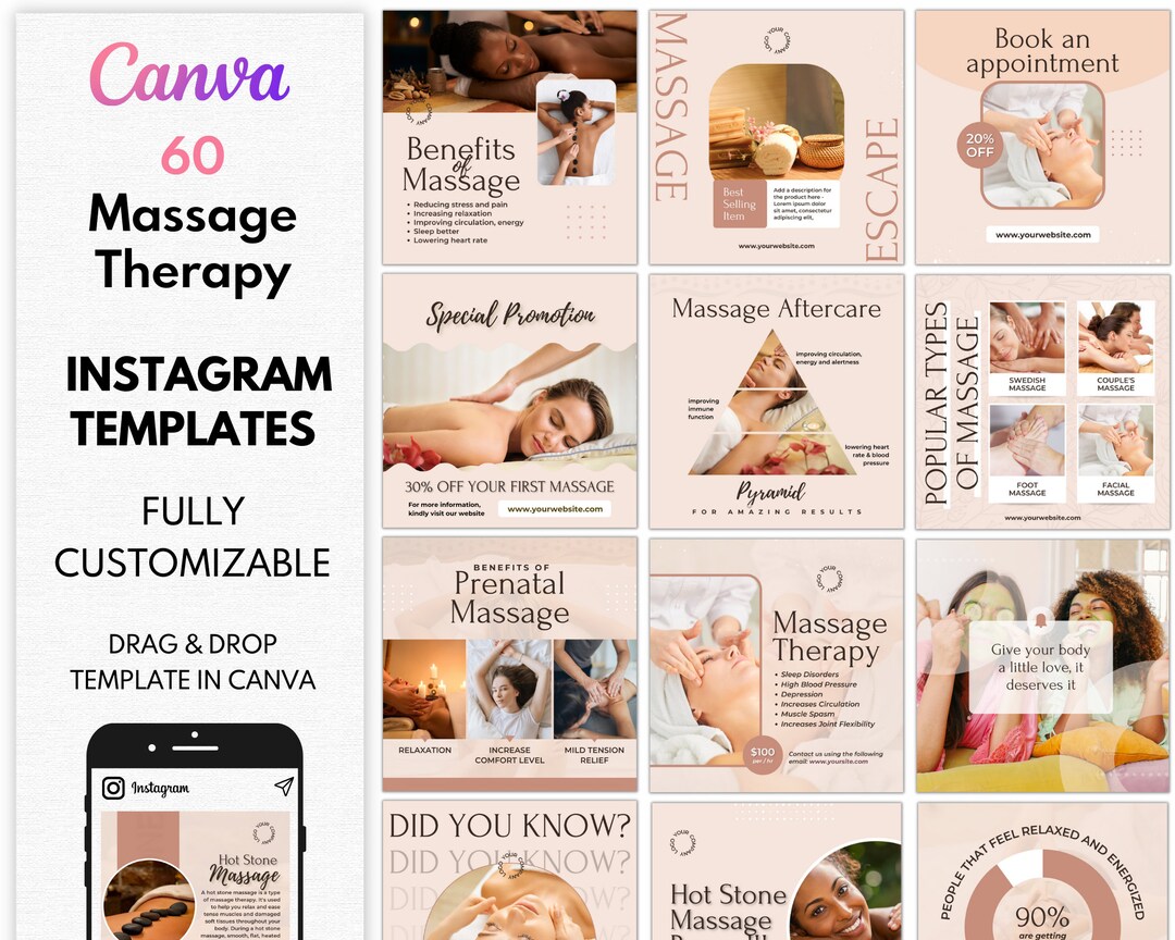 Editable Massage Therapist Instagram Posts, Massage Therapy Social ...