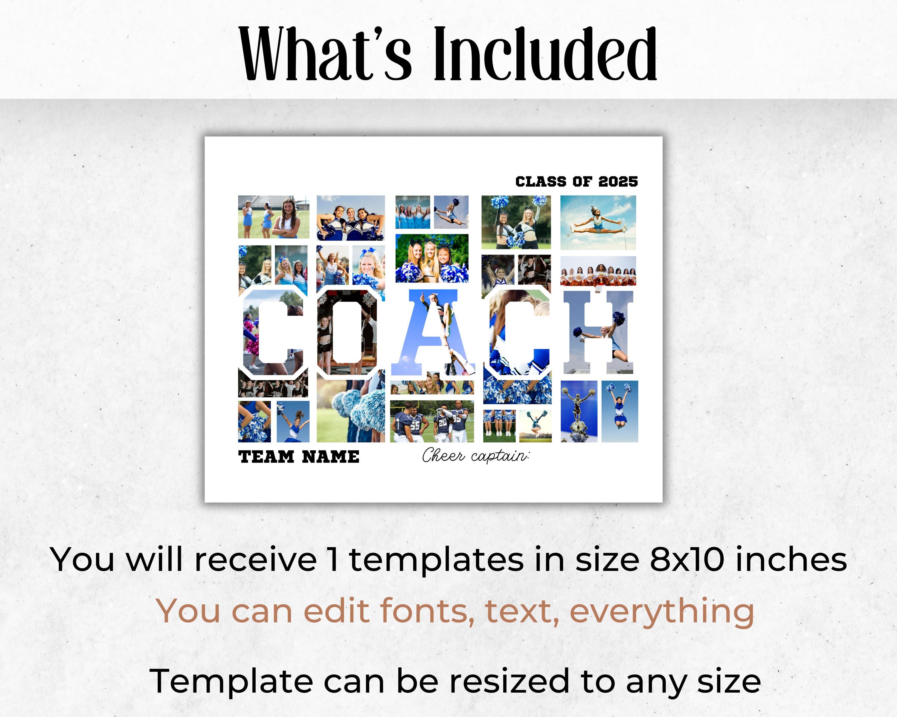 Editable Coach Photo Collage, Customizable Team Coach Gift, Cheer Team ...