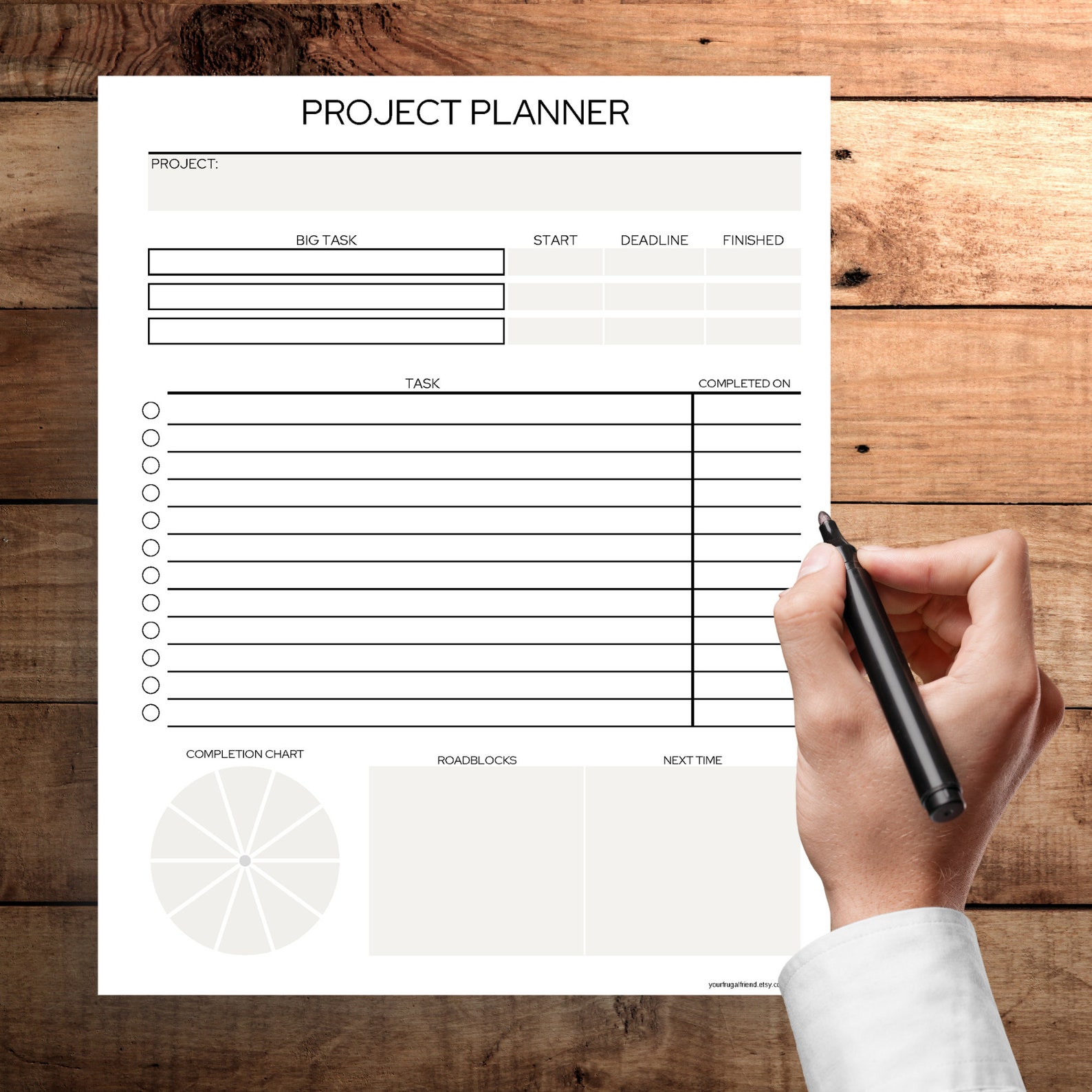 Project Planner Printable, Gantt Chart, Task Planner, Project ...