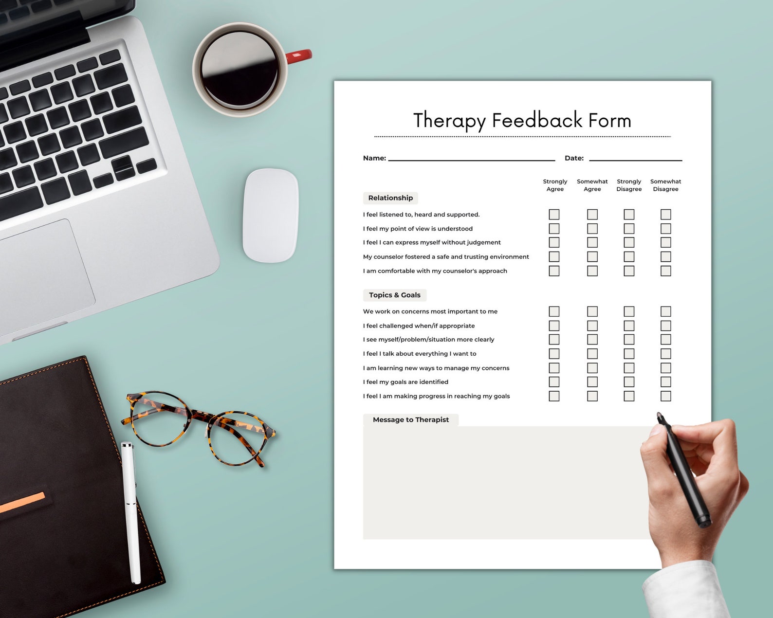Therapy Feedback Form, Client Feedback, Editable Canva Template - Etsy