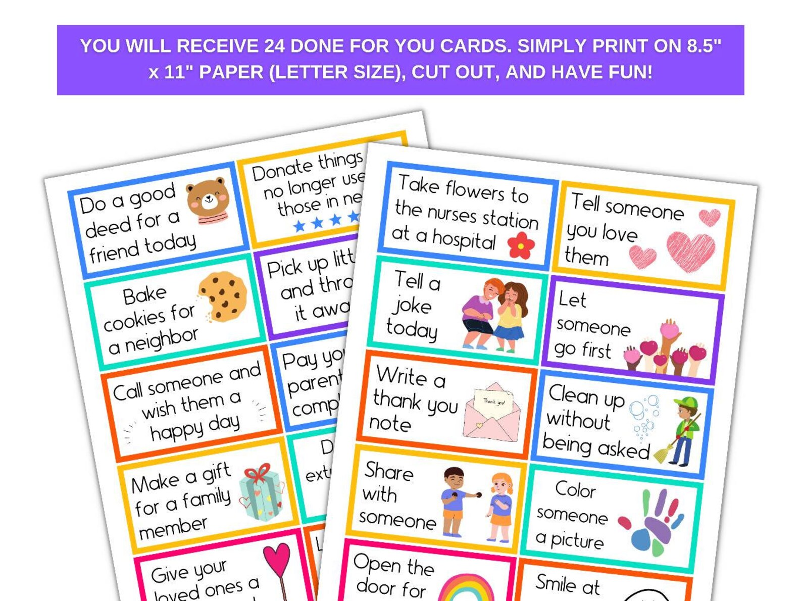 Printable Kindness Cards, Random Acts of Kindness, Pay It Forward ...