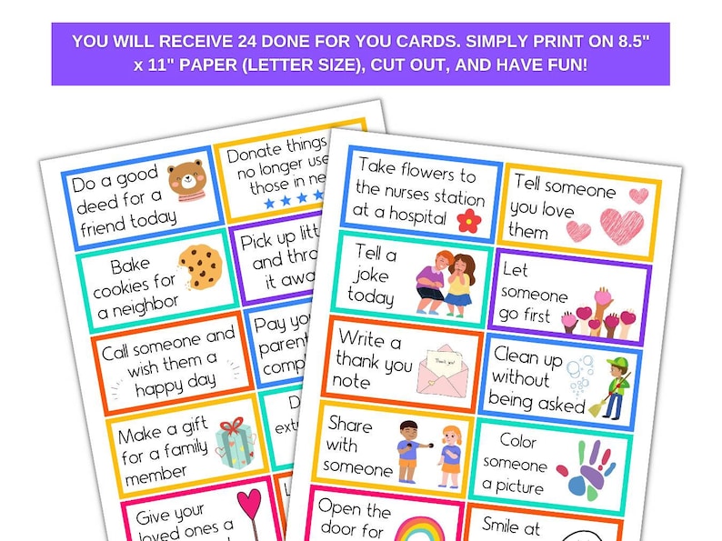 Printable Kindness Cards, Random Acts of Kindness, Pay It Forward ...