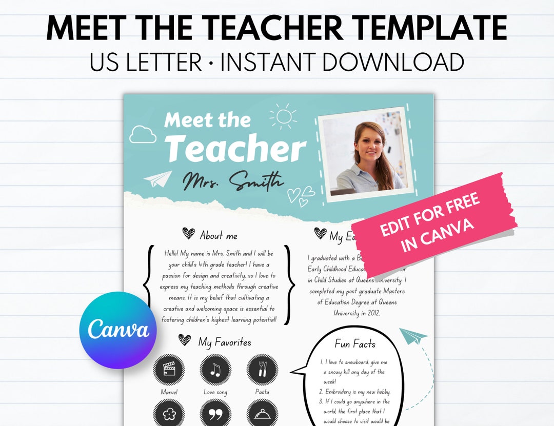 Editable Meet the Teacher Template, Teacher Letter, Canva Template, All ...
