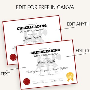 Editable Cheerleading Certificate, Cheer Squad Awards, Printable Cheer ...