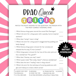 Drag Queen Trivia Game, Ladies Night Game, Girls Night Games, Adult ...