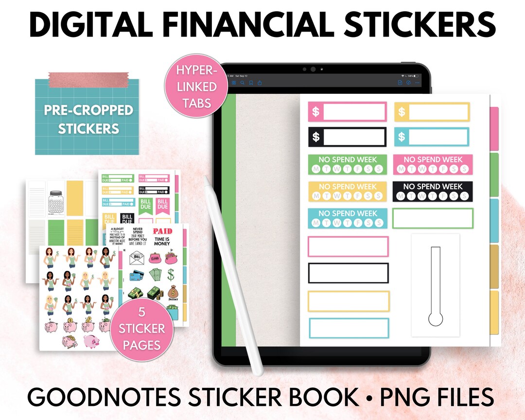 Digital Financial Stickers, Digital Sticker Book, Goodnotes Sticker ...