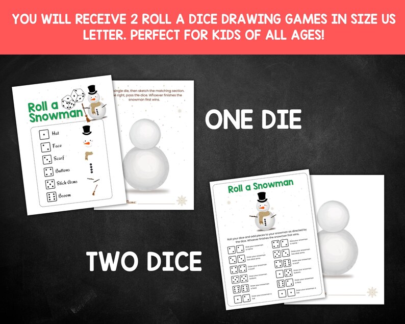 Roll a Snowman Game, Dice Drawing Game, Christmas Group Game, Christmas ...