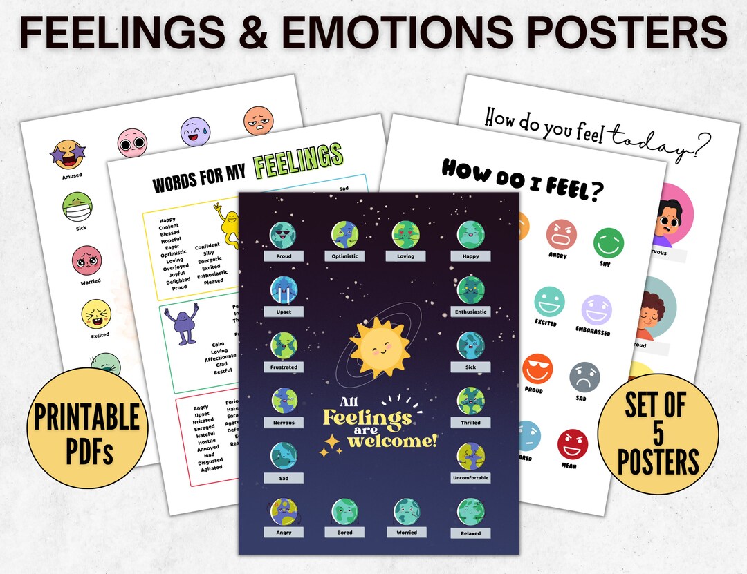 Feelings and Emotions Posters, Feelings Thermometer, Coping Skills ...