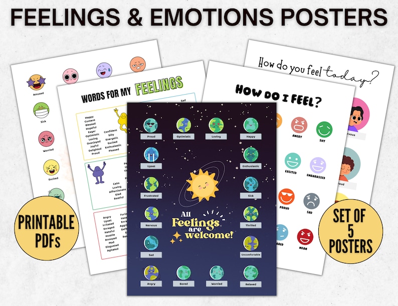 Feelings and Emotions Posters Feelings Thermometer Coping - Etsy