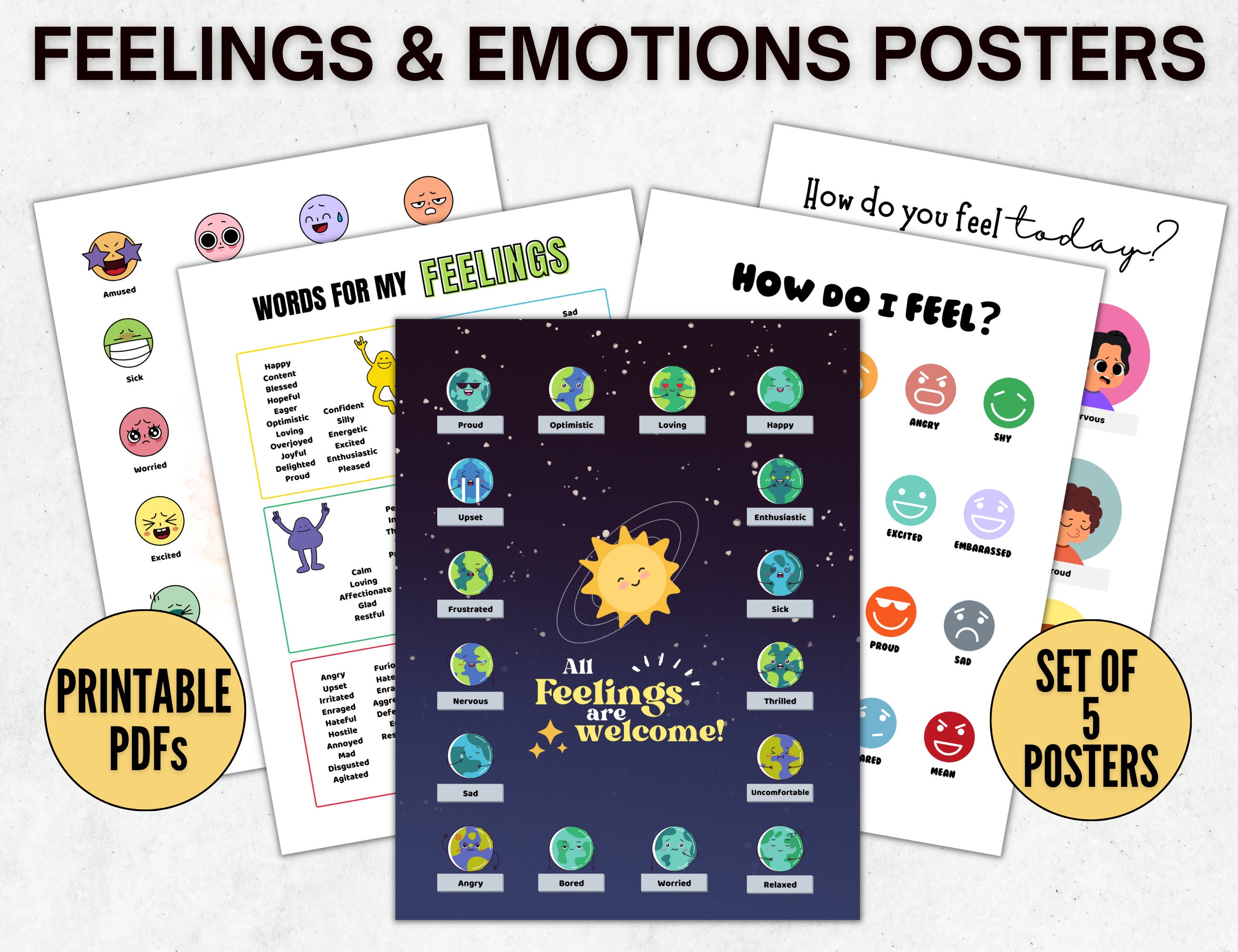 Feelings and Emotions Posters Feelings Thermometer Coping - Etsy