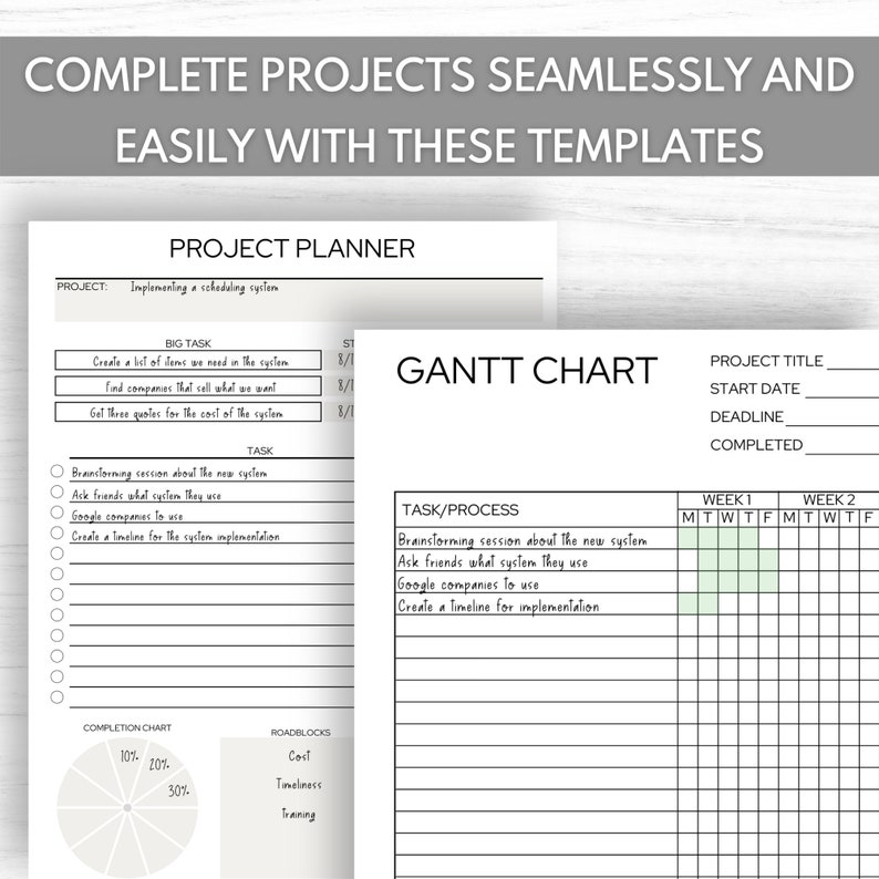 Project Planner Printable Gantt Chart Task Planner Project - Etsy