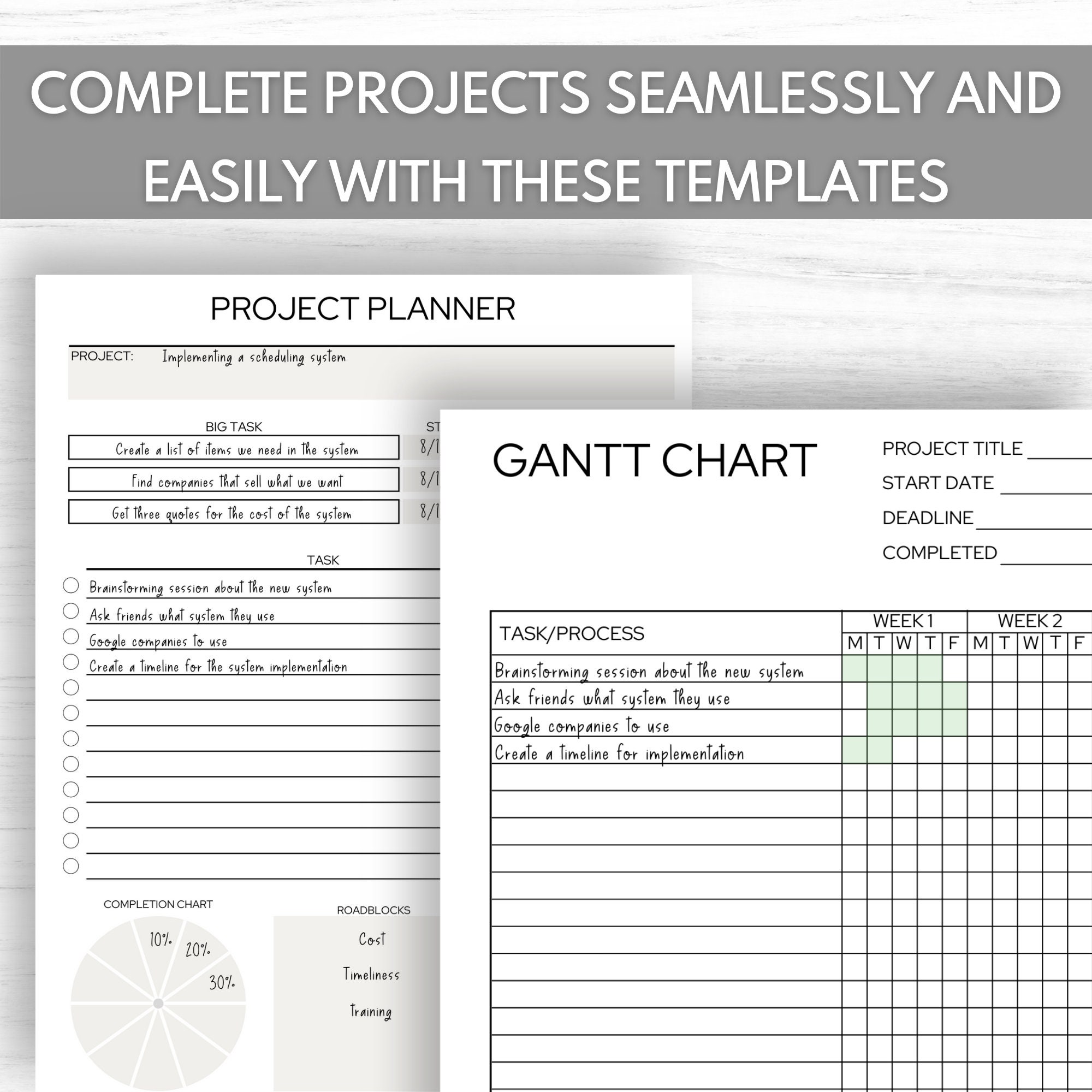 Project Planner Printable, Gantt Chart, Task Planner, Project ...