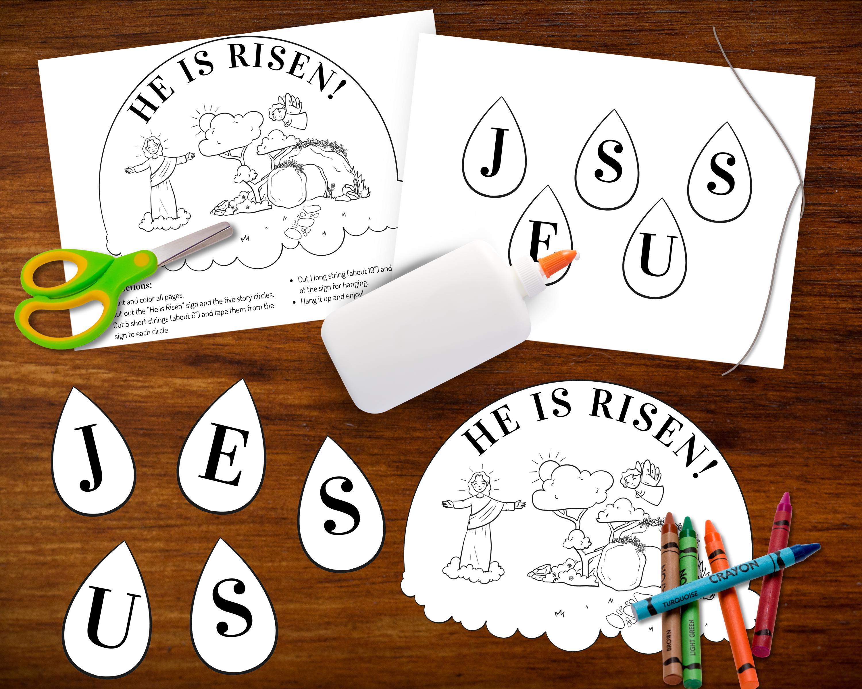 He is Risen Coloring Craft for Kids, Sunday School Craft, Bible Story ...