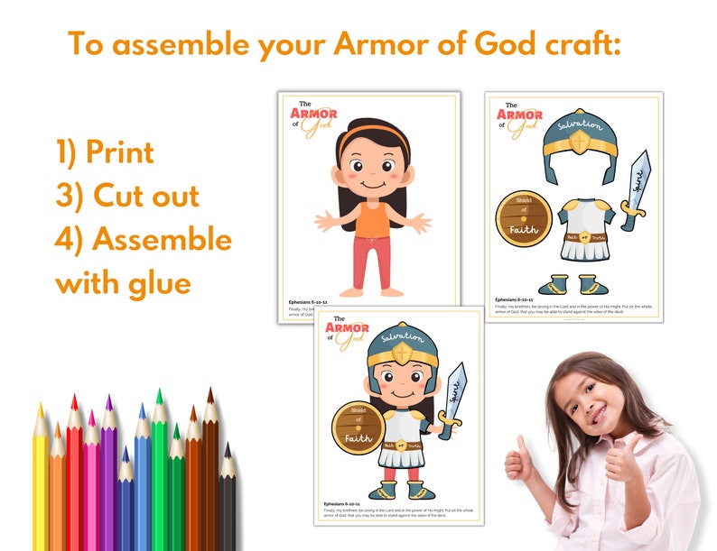 Actividad imprimible de la armadura de Dios lección bíblica - Etsy España