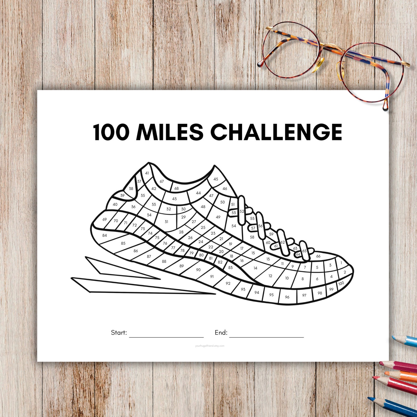 100 Miles Walking/running Challenge Tracker, Printable, Workout Tracker ...