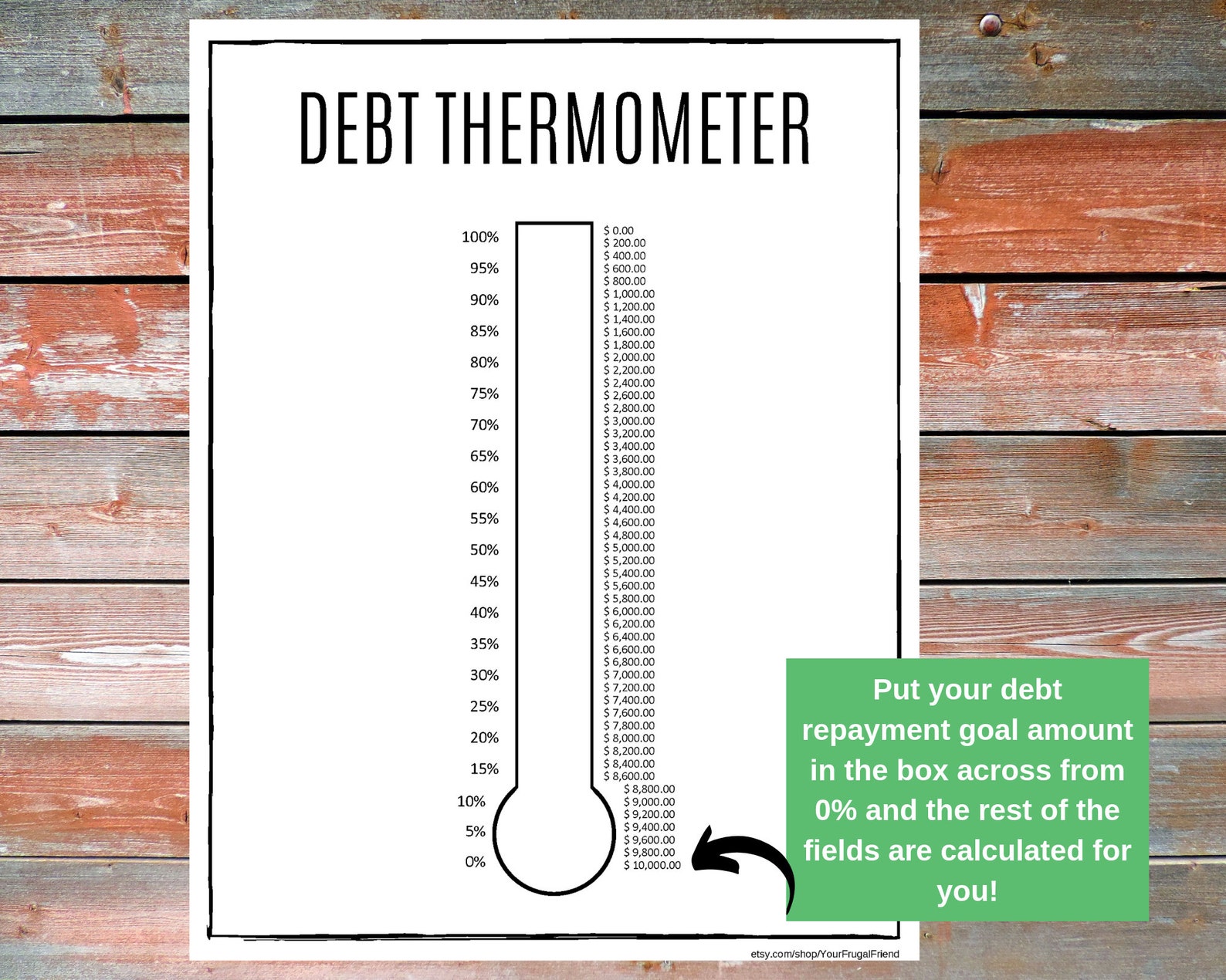 Debt Free Chart Printable, Debt Tracker, Debt Payoff Thermometer ...