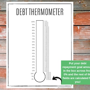 Debt Free Chart Printable, Debt Tracker, Debt Payoff Thermometer ...