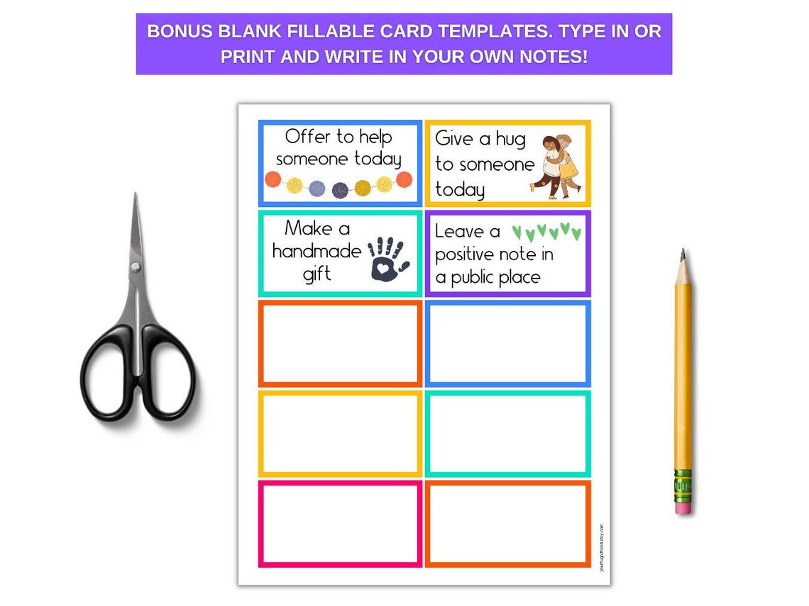 Printable Kindness Cards Random Acts of Kindness Pay It - Etsy