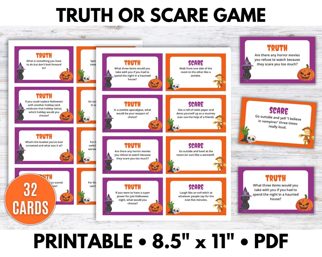 Truth or Scare, Halloween Party Game, Halloween Game for Kids ...