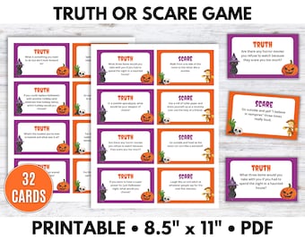 Halloween Truth or Scare Printable Game, Fall Halloween Game - Etsy