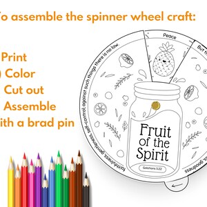 Fruit of the Spirit Coloring Wheel, Sunday School Activity, Digital ...