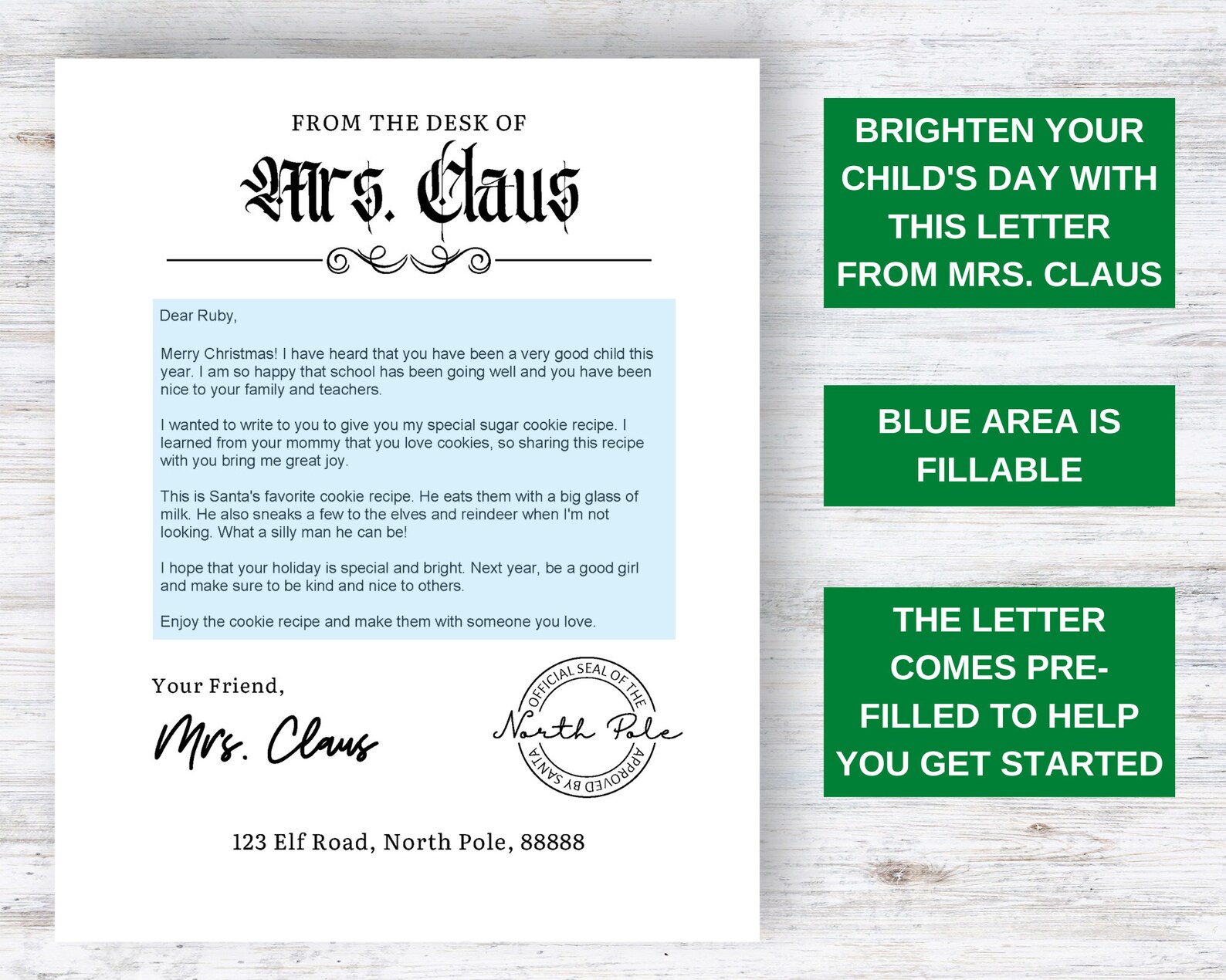 Letter From Mrs. Claus Editable Letter From Mrs Claus Mrs - Etsy