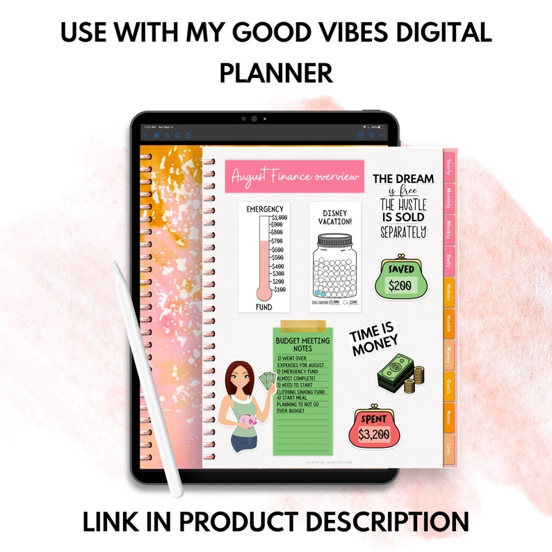 Digital Financial Stickers Digital Sticker Book Goodnotes | Etsy