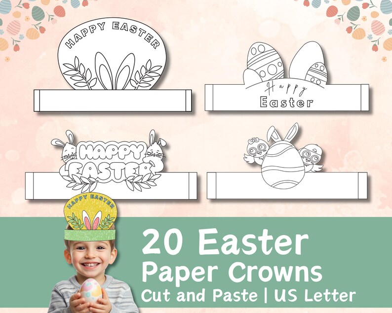 Easter Printable Paper Crown Hat Template, DIY Kids Craft Project for ...