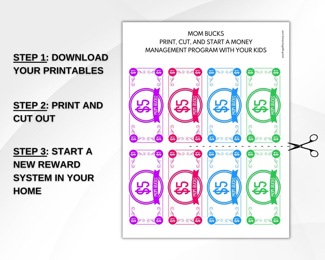 Mom Bucks Printable Behavior Bucks Chore Bucks Reward - Etsy