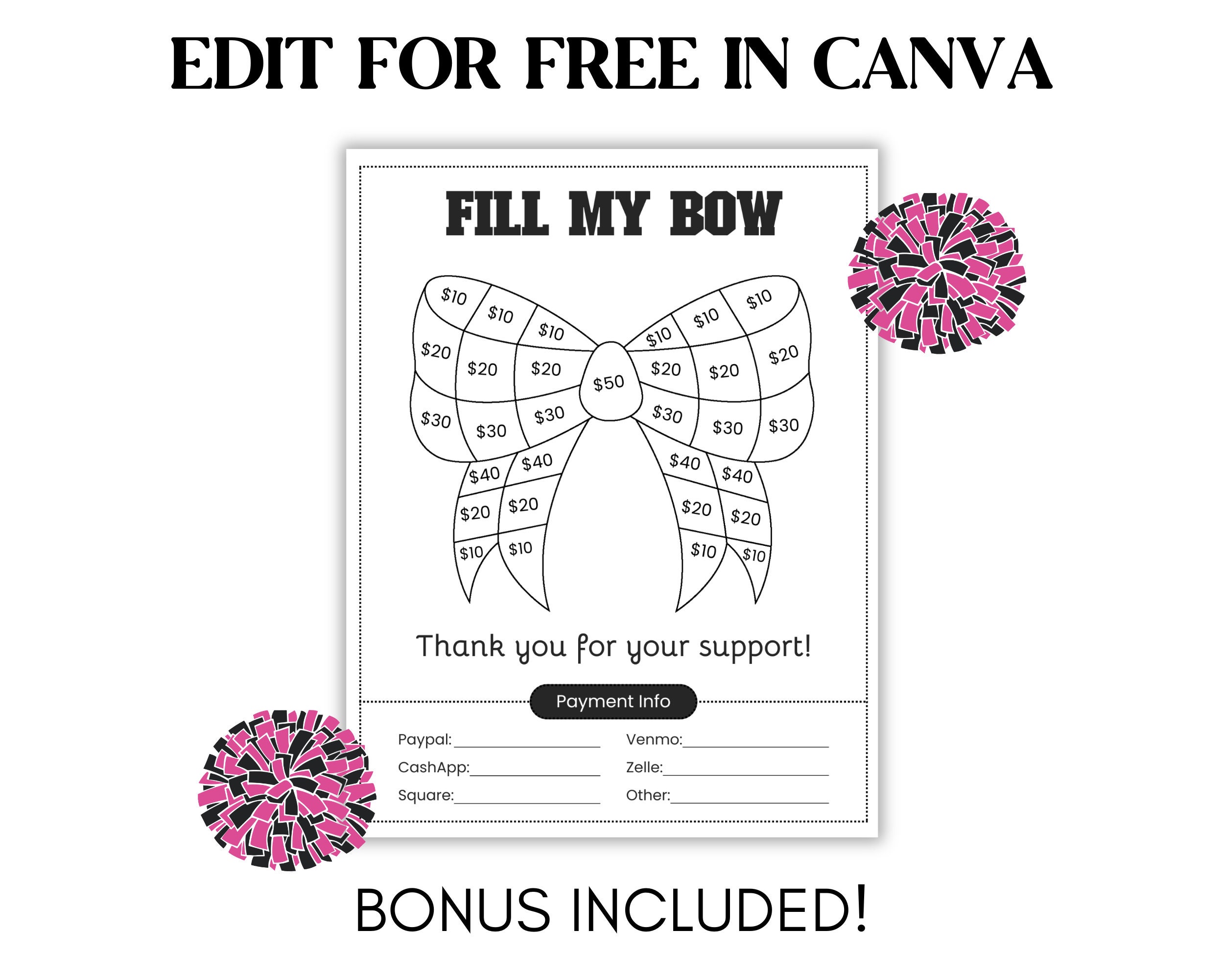 Fill My Bow, Cheerleading Fundraiser, Fundraiser Form, Cheer Team ...